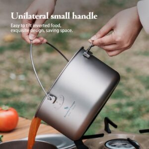 Boundless Voyage Titanium Hanging Pot for Outdoor Camping Backpacking Hiking Ultralight Portable Cooking Pot Camp Kitchen Cookware 1300ML/1950ML/2900ML (2900ml (98 fl oz))