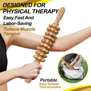 Deston Wooden Massager Handheld Roller Trigger Point Massager Stick for Fascia, Cellulite, Muscle & Abdomen , Body Therapy Massager, Muscle Belly Relief Tool…