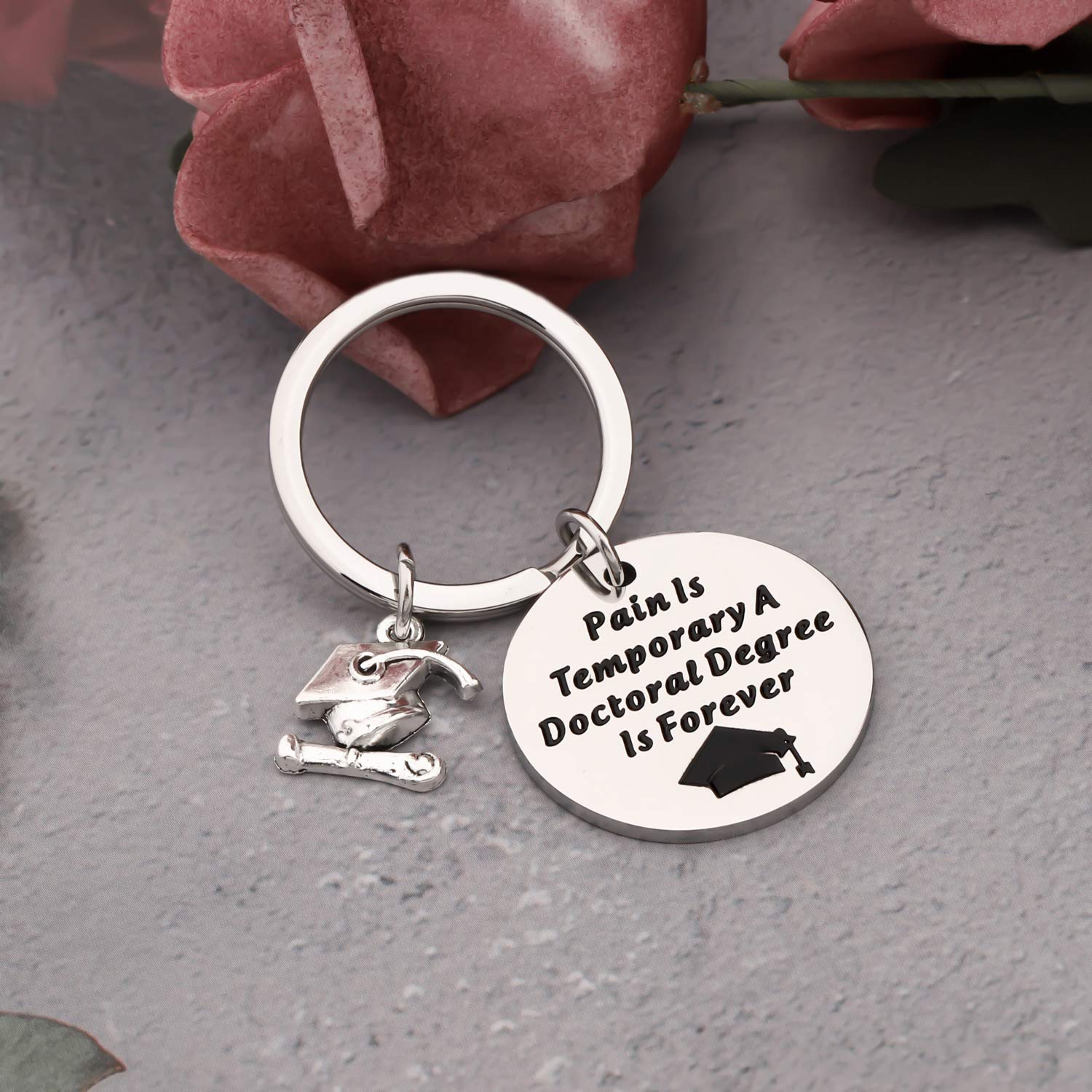 PHD Graduation Gift Pain Is Temporary A Doctoral Degree Is Forever Keychain Doctoral Graduation Gift(Doctoral Degree Key)