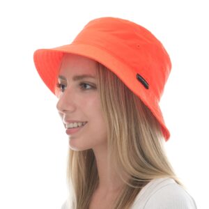 the hat depot denim cotton & lightweight, quick dry packable bucket sun hat (l/xl, 2. light - neon orange)