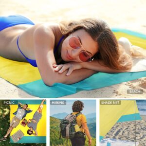 Antetek Beach Blanket, 79''×83'' Picnic Blankets Waterproof Sandproof for 4-7 Adults, Oversized Lightweight Beach Mat, Portable Picnic Mat, SandProof Mat for Travel, Camping, Hiking