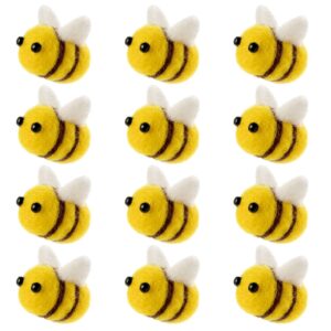 cinpiuk 12 set felt bees for crafts, wool felt bumble bee plush for tiered tray decoration party favors diy craft jewelry accessory