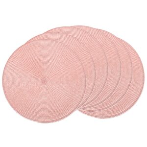 ahhfsmei round braided placemats 15 inch round table mats for dining tables woven heat resistant place mats set of 6 (pink)