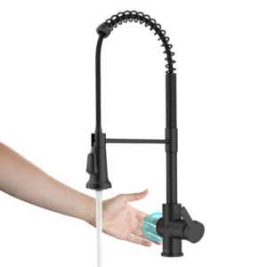 kraus britt touchless sensor commercial pull-down single handle kitchen faucet in matte black, ksf-1691mb