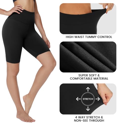 GAYHAY High Waisted Biker Shorts for Women - 8"/5"/3" Soft Black Spandex Shorts for Workout Volleyball Yoga Dance