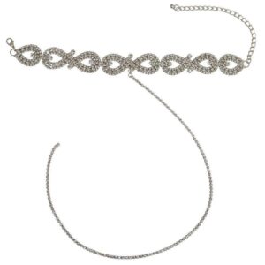 YERTTER Y Choker Rhinestone Crystal Oval Link Chain Tassel Choker Cuba Link Chain Necklace Set for Women Girls (Silver)