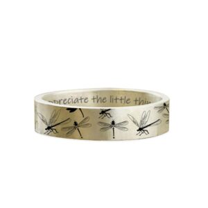 romanticwork 925 sterling silver personalized dragonfly/daisy ring appreciate the little things (custom dragonfly)