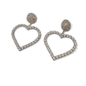 YERTTER Rhinestone Heart Dangle Earring Cuban Rhinestone Crystal Tassel Ear Jewelry for Party Prom Dating Women Girls