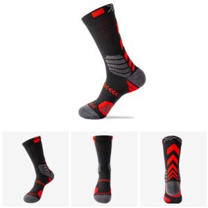 YWSLRC 5 Pairs Men's Athletic Crew Socks Performance Thick Cushioned Sport Basketball Running Training Compression Sock