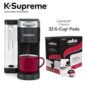 Keurig K-Supreme Single Serve Coffee Maker with Lavazza Classico, Medium Roast, 32 K-Cup Pods