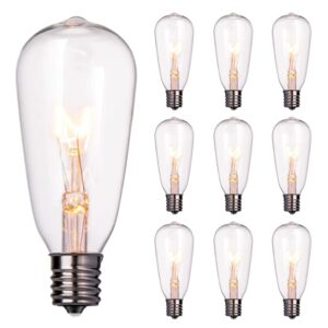 10 pack edison light bulbs, st40 clear glass light bulb replacement, 7w e17 screw base light bulbs for outdoor string lights patio backyard decor, warm white