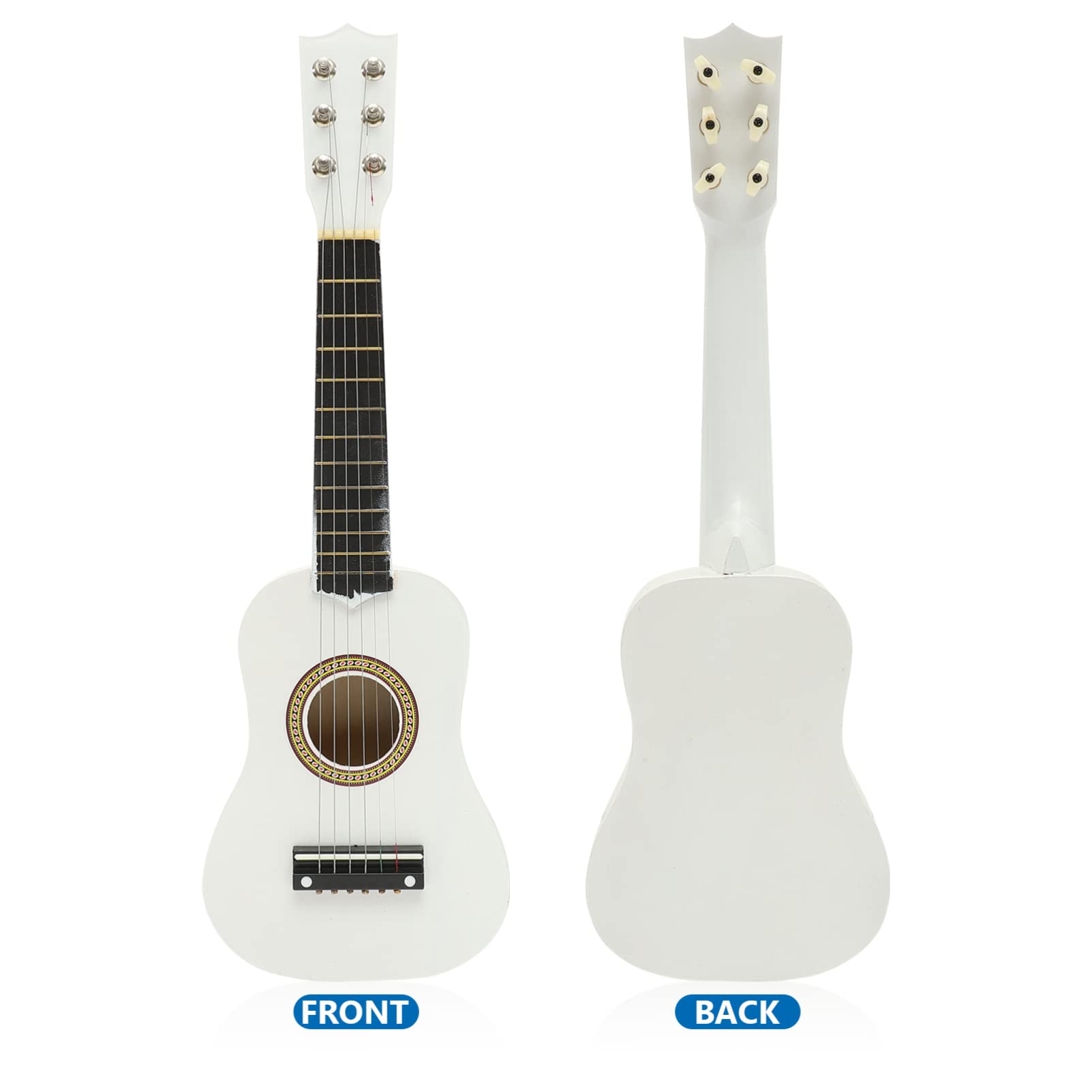 21 Inch Guitar Small Acoustic Guitar for Beginners 6- String Wooden Guitar White