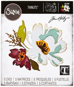 sizzix thinlits die set 5pk brushstroke flowers #3 by tim holtz, 665360