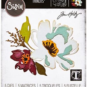 Sizzix Thinlits Die Set 5PK Brushstroke Flowers #3 by Tim Holtz, 665360