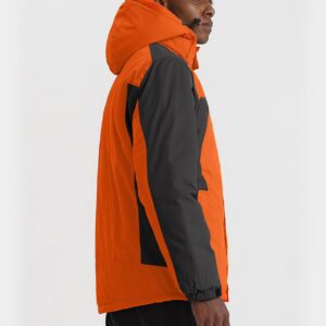 GEMYSE Men's Mountain Waterproof Ski Snow Jacket Winter Windproof Rain Jacket (Orange Grey 01,X-Large)