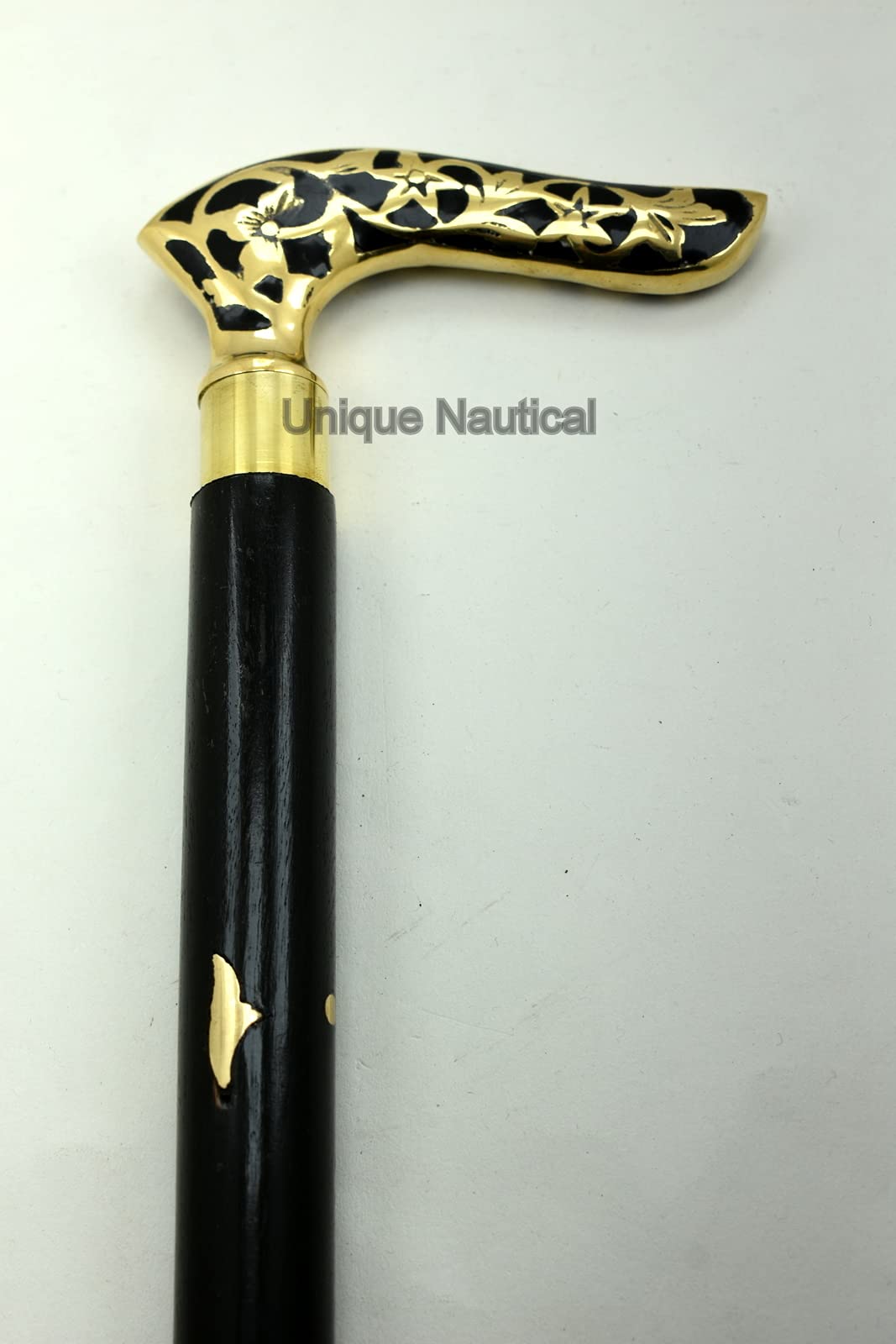 Unique Nautical Walking Cane Beautiful Handle Walking Folding Stick With Brass Handle And Brass Inlay For Men And Women