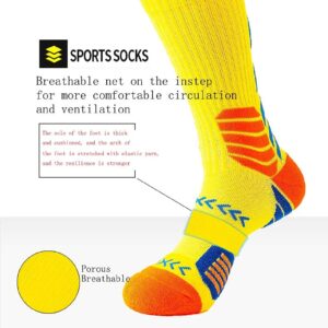 YWSLRC 5 Pairs Men's Athletic Crew Socks Performance Thick Cushioned Sport Basketball Running Training Compression Sock