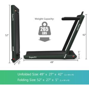 GYMAX Walking Pad, 2.25HP Foldable Treadmill with LED Display, Remote & Smart App Control, 2 in 1 Under Desk Treadmill, Portable Compact Folding Treadmill for Small Space/Home/Office (Emerald)