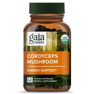 gaia herbs cordyceps mushroom - energy support supplement for sustaining energy, endurance, and stamina - with organic cordyceps mushroom - 40 vegan liquid phyto-capsules (40-day supply)