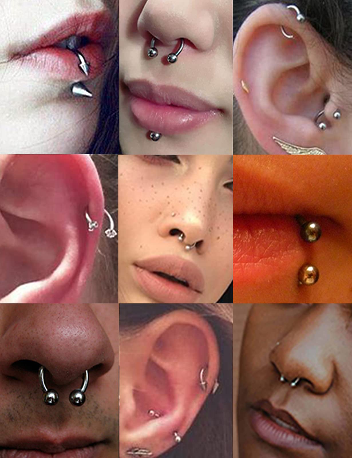 Prjndjw 16G Surgical Steel Nose Septum Rings Piercing Jewelry Horseshoe Septum Jewelry Cartilage Helix Tragus Earring Hoop Eyebrow Lip Hoop Retainer for Women Men Body Piercing Rings 10mm CZ glow