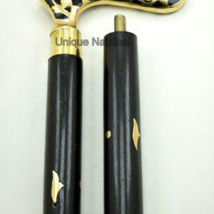 Unique Nautical Walking Cane Beautiful Handle Walking Folding Stick With Brass Handle And Brass Inlay For Men And Women