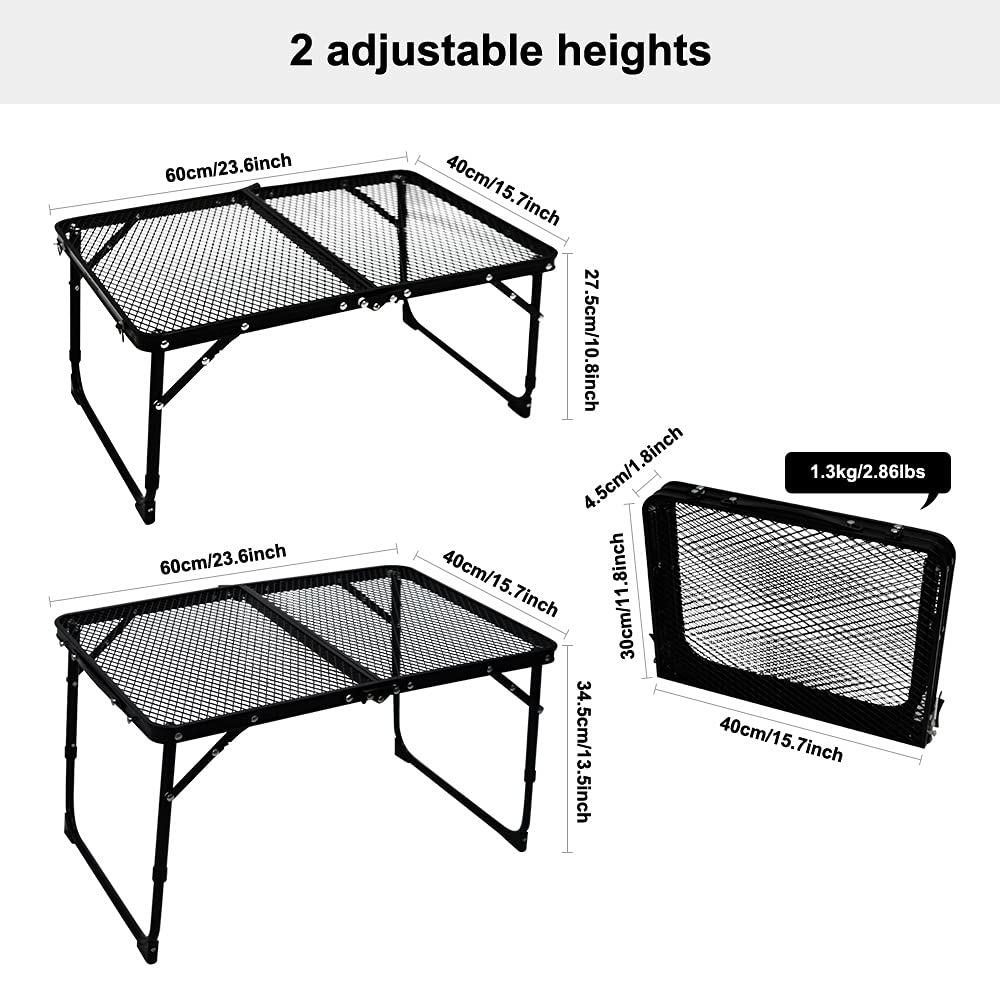 TIYASTUN Camping Table Small Foldable Table Small Folding Table Portable Table Adjustable Folding Table Picnic Table Beach Table Camp Table Grill Table bbq Table