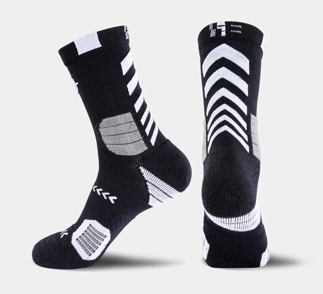 YWSLRC 5 Pairs Men's Athletic Crew Socks Performance Thick Cushioned Sport Basketball Running Training Compression Sock