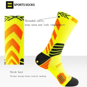 YWSLRC 5 Pairs Men's Athletic Crew Socks Performance Thick Cushioned Sport Basketball Running Training Compression Sock