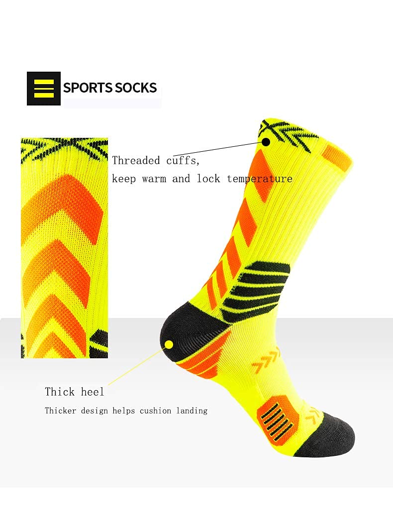 YWSLRC 5 Pairs Men's Athletic Crew Socks Performance Thick Cushioned Sport Basketball Running Training Compression Sock