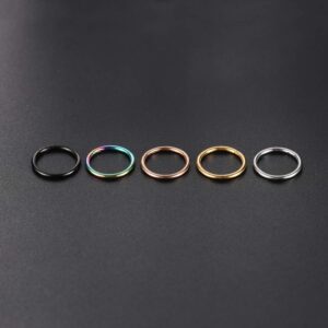 FUNLMO 20g Nose Rings Hoop Surgical Steel Cartilage Rook Daith Tragus Earrings Anti-Tragus Earring Hoop Nose Rings Lip Rings 5mm Septum Clicker Ring 5Pcs