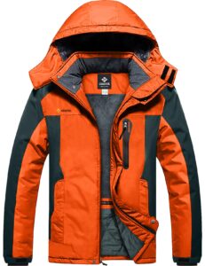 gemyse men's mountain waterproof ski snow jacket winter windproof rain jacket (orange grey 01,x-large)