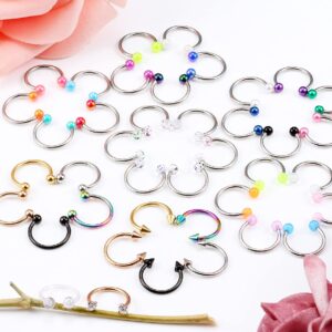 Prjndjw 16G Surgical Steel Nose Septum Rings Piercing Jewelry Horseshoe Septum Jewelry Cartilage Helix Tragus Earring Hoop Eyebrow Lip Hoop Retainer for Women Men Body Piercing Rings 10mm CZ glow