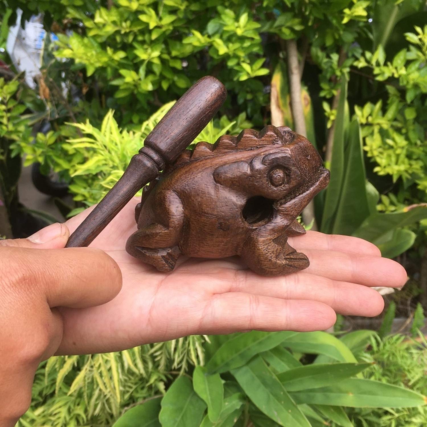 Cozinest Percussion Instruments Wooden Frog Medium Size 4.8 Inch, 4 Inch and 3 Inch Family Wood Frog Guiro Rasp Musical Instrument Tone Block Musical Instrument Home Office Decoration