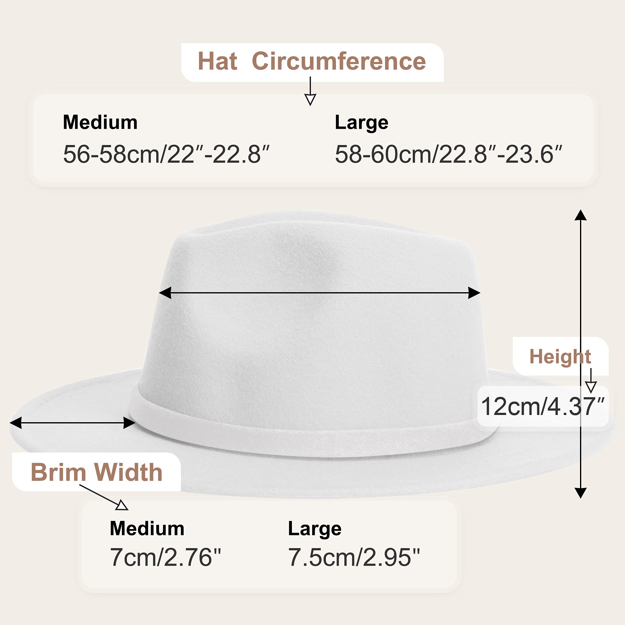 KUJUHA Women Men Wide Brim Fedora Hat