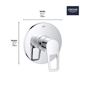 GROHE 19595001 Bauloop Pressure Balance Valve Trim with Cartridge, Starlight Chrome