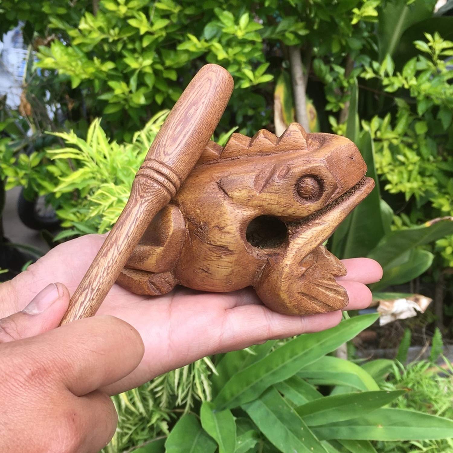 Cozinest Percussion Instruments Wooden Frog Medium Size 4.8 Inch, 4 Inch and 3 Inch Family Wood Frog Guiro Rasp Musical Instrument Tone Block Musical Instrument Home Office Decoration