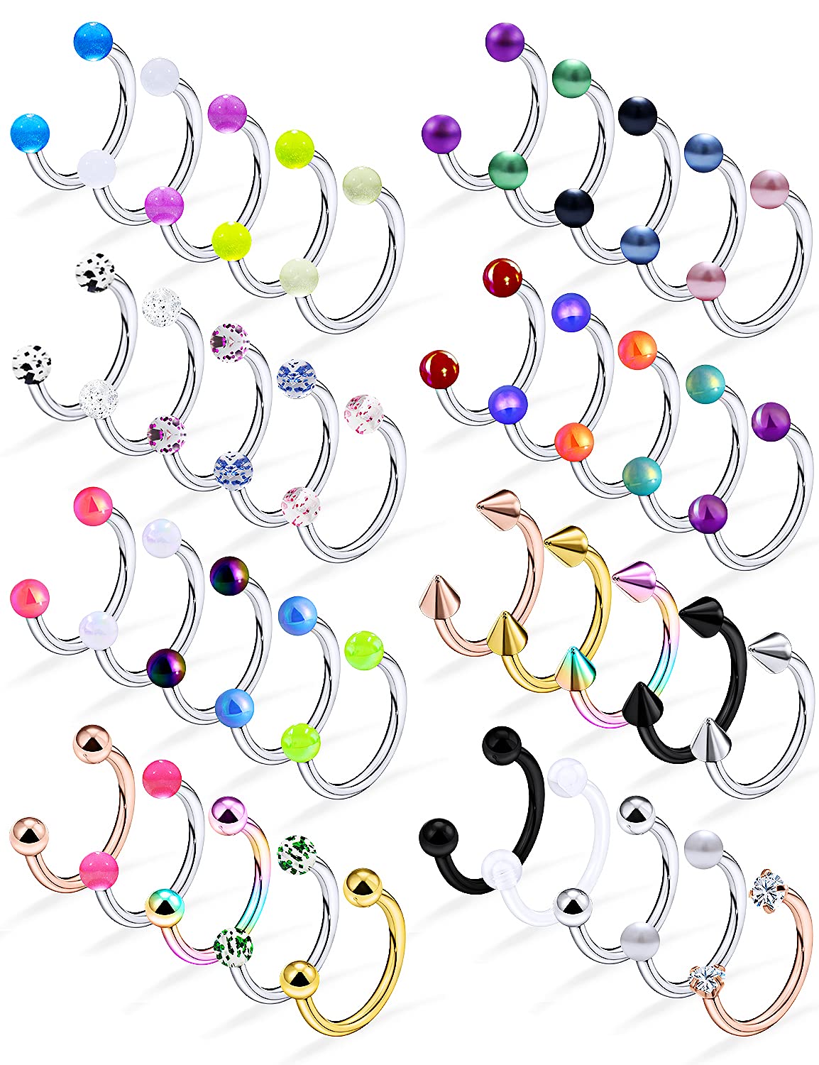 Prjndjw 16G Surgical Steel Nose Septum Rings Piercing Jewelry Horseshoe Septum Jewelry Cartilage Helix Tragus Earring Hoop Eyebrow Lip Hoop Retainer for Women Men Body Piercing Rings 10mm CZ glow