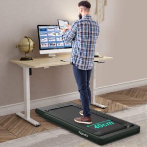 GYMAX Walking Pad, 2.25HP Foldable Treadmill with LED Display, Remote & Smart App Control, 2 in 1 Under Desk Treadmill, Portable Compact Folding Treadmill for Small Space/Home/Office (Emerald)