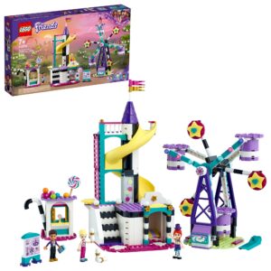 lego friends magical ferris wheel and slide 41689 building kit for kids theme park with 3 mini-dolls; new 2021 (545 pieces)