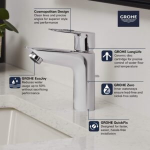 GROHE 23963001 Bauloop, Single Hole Single-Handle M-Size Bathroom Faucet 1.2 GPM, Chrome