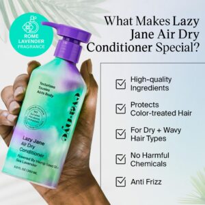 EVANYC Lazy Jane Air Dry Hair Conditioner, 8.8 fl oz, Vegan and GMO-Free, Anti Frizz Hair Products for Women, Natural Texture and Frizz Control