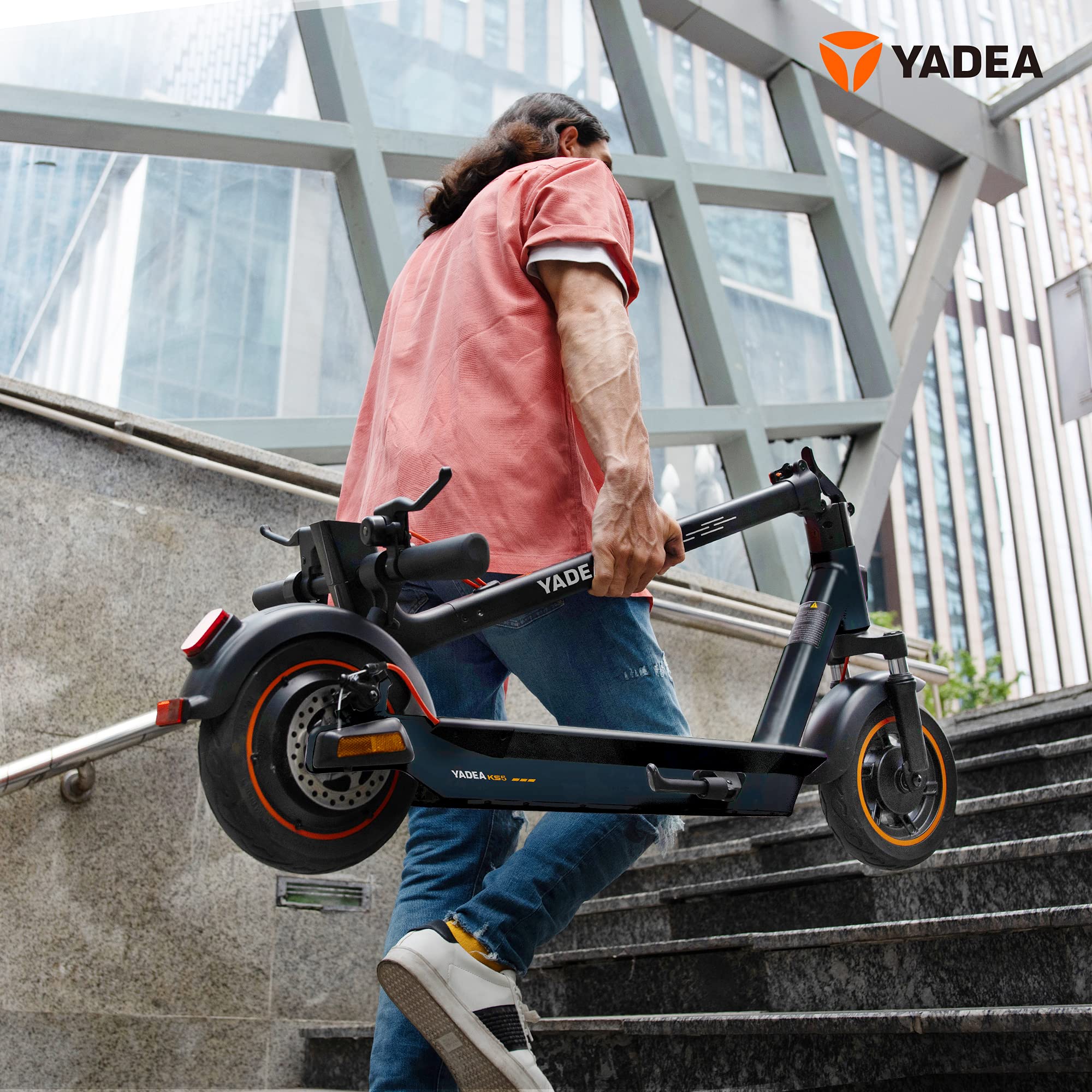 Yadea KS5 Foldable Electric Scooter for Adults, 18.6 mph, 25 miles range, 16% hill grade, 41 lbs, Smoky Gray