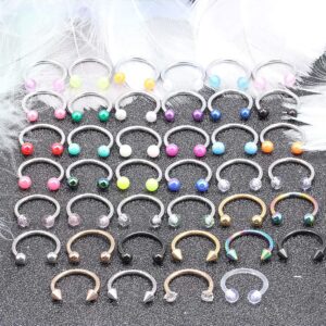 Prjndjw 16G Surgical Steel Nose Septum Rings Piercing Jewelry Horseshoe Septum Jewelry Cartilage Helix Tragus Earring Hoop Eyebrow Lip Hoop Retainer for Women Men Body Piercing Rings 10mm CZ glow