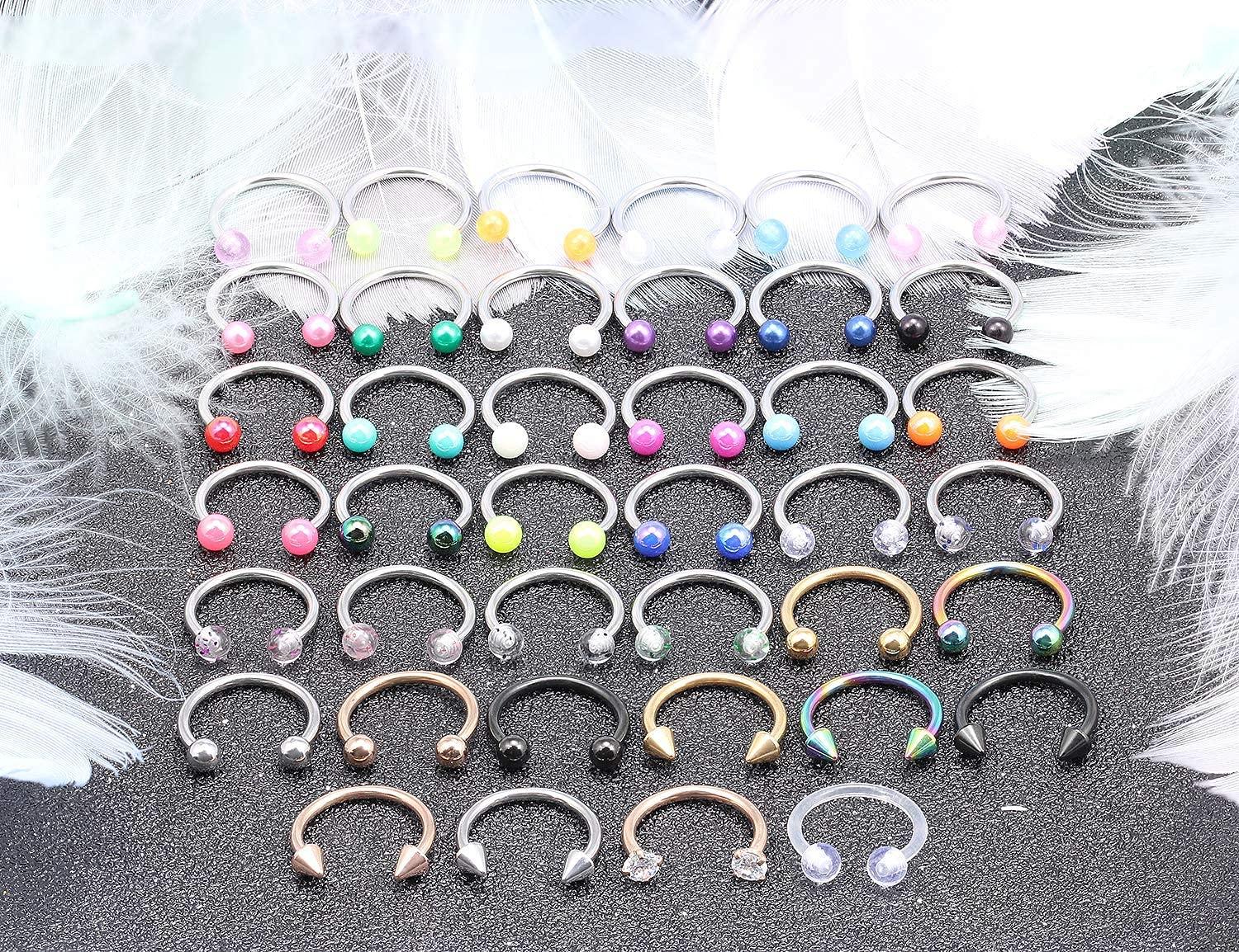 Prjndjw 16G Surgical Steel Nose Septum Rings Piercing Jewelry Horseshoe Septum Jewelry Cartilage Helix Tragus Earring Hoop Eyebrow Lip Hoop Retainer for Women Men Body Piercing Rings 10mm CZ glow