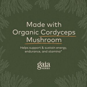 Gaia Herbs Cordyceps Mushroom - Energy Support Supplement for Sustaining Energy, Endurance, and Stamina - with Organic Cordyceps Mushroom - 40 Vegan Liquid Phyto-Capsules (40-Day Supply)