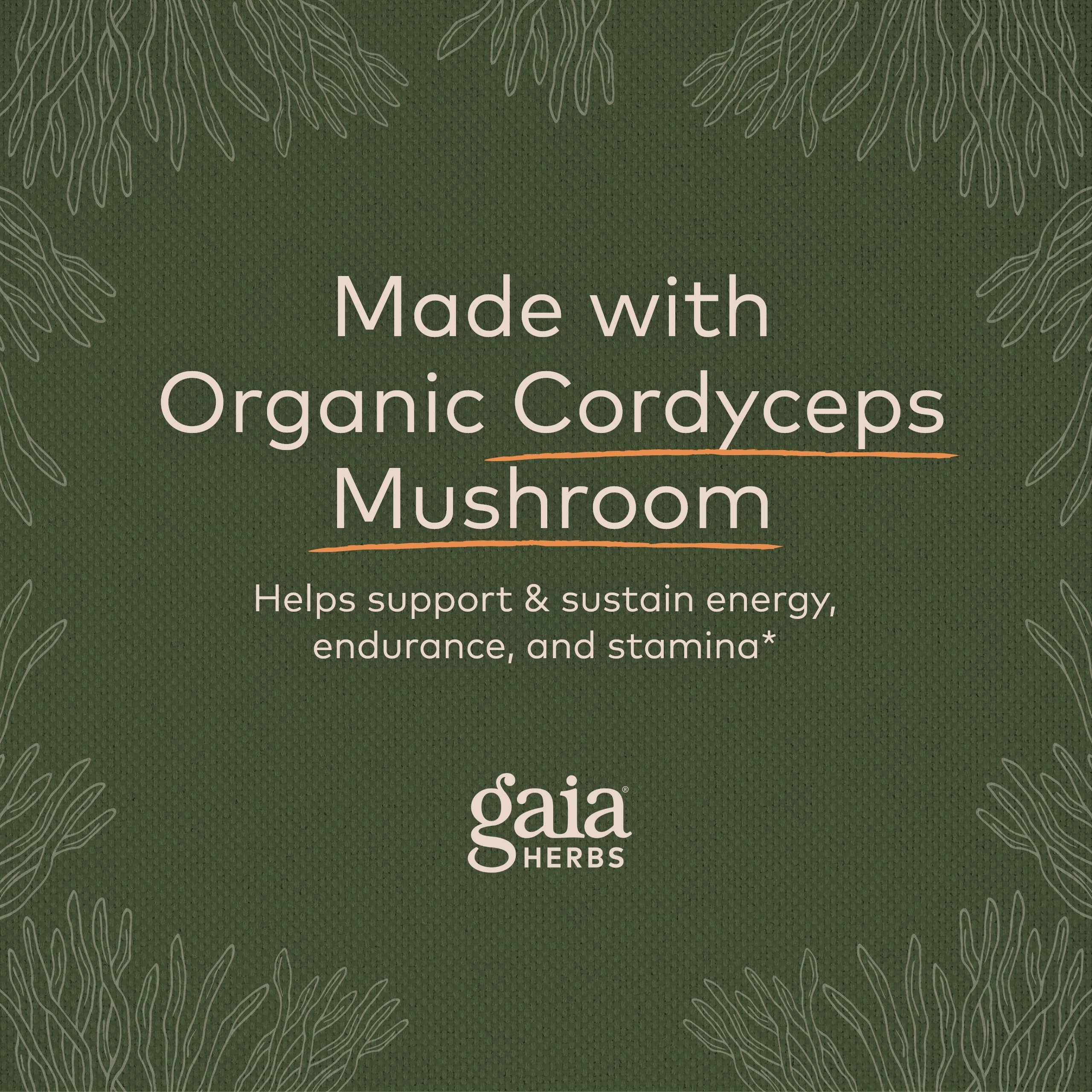 Gaia Herbs Cordyceps Mushroom - Energy Support Supplement for Sustaining Energy, Endurance, and Stamina - with Organic Cordyceps Mushroom - 40 Vegan Liquid Phyto-Capsules (40-Day Supply)