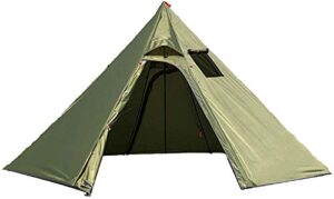 genma0 ultralight 2 person tipi hot tent with fire retardant stove jack for flue pipes with 2 doors army green