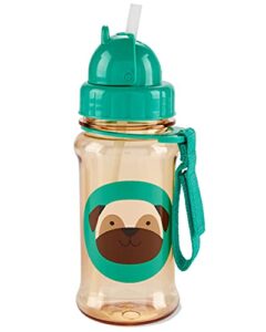 skip hop toddler sippy cup with straw, zoo straw bottle, pug