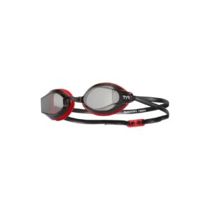 tyr black ops non mirrored adult fit swim goggles, smoke/red