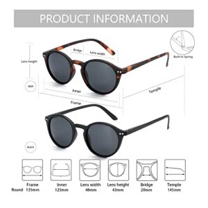 ZENOTTIC Polarized Sunglasses for Women Men: Retro Shades Round | Square Frame UV Protection 2 Pack